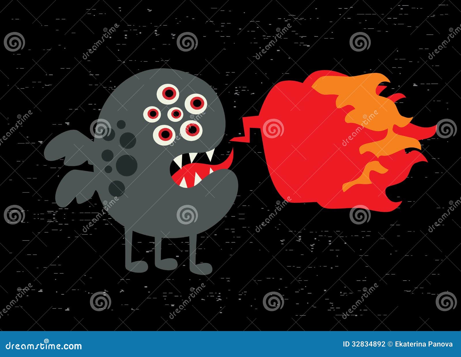 Monster with fire banner. stock illustration. Illustration of character ...