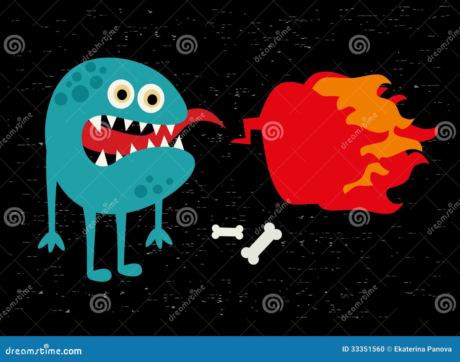 Monster with fire banner. stock vector. Illustration of cartoon - 33351560