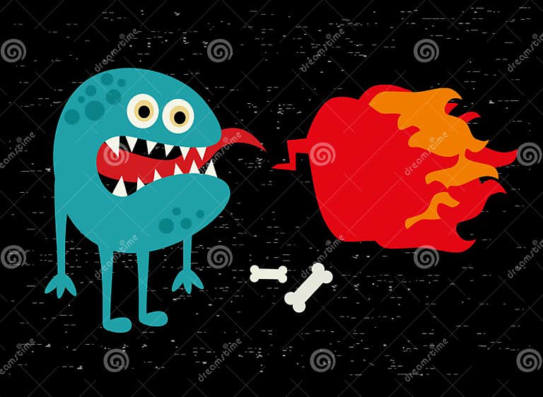 Monster with fire banner. stock vector. Illustration of cartoon - 33351560