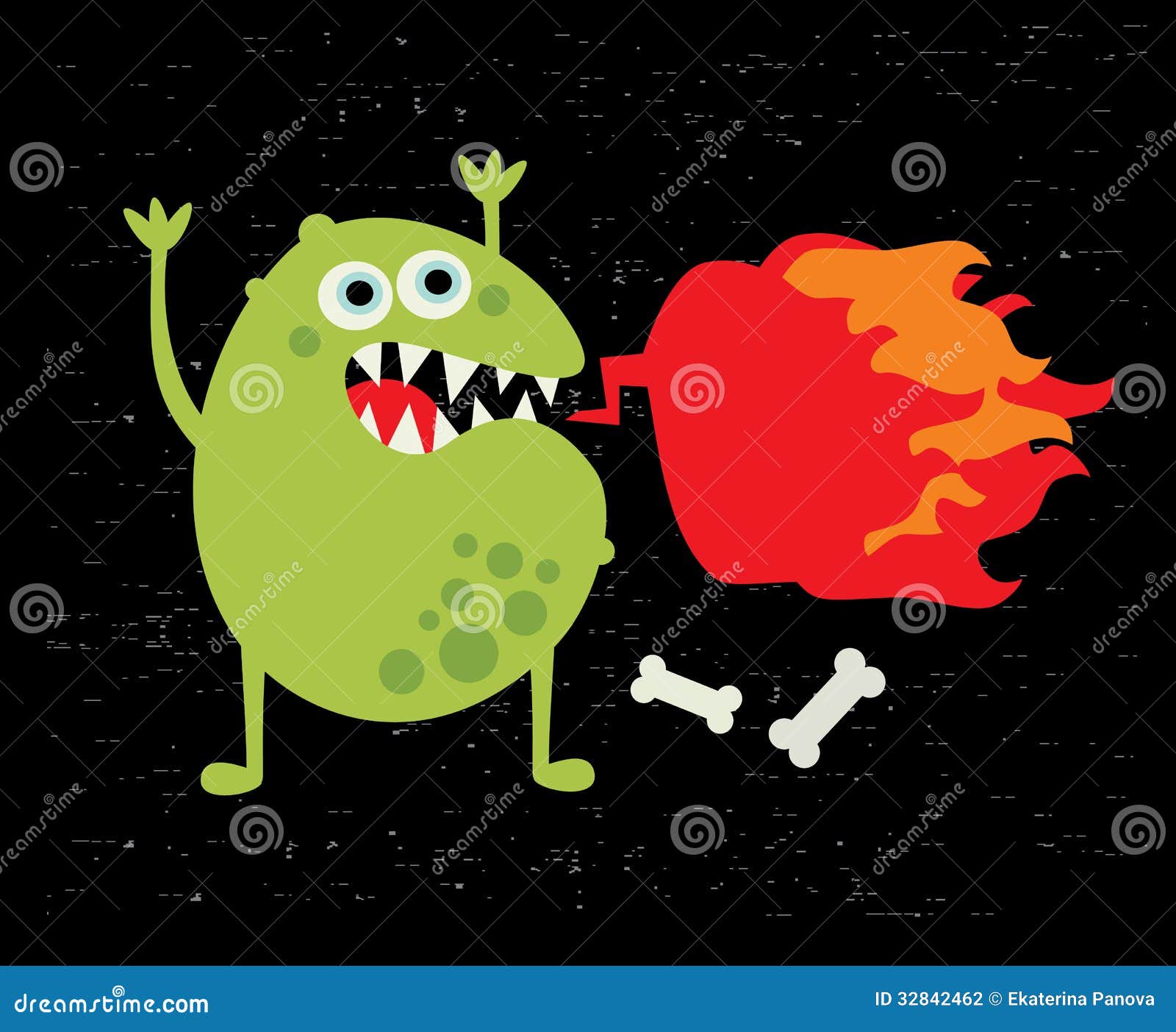 Monster with fire. stock vector. Illustration of monster - 32842462