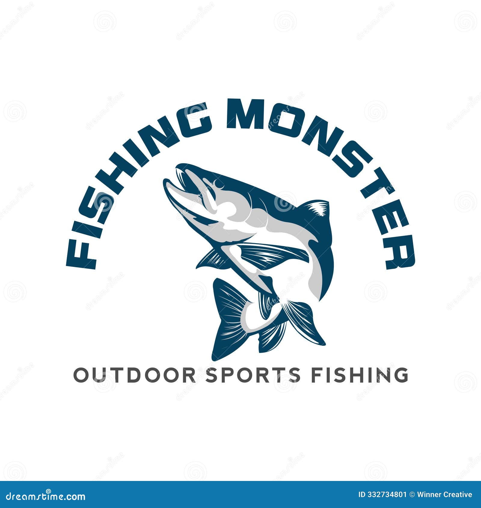 Monster Fish Logo Design. Fishing Logo Design Illustration Vector Stock ...