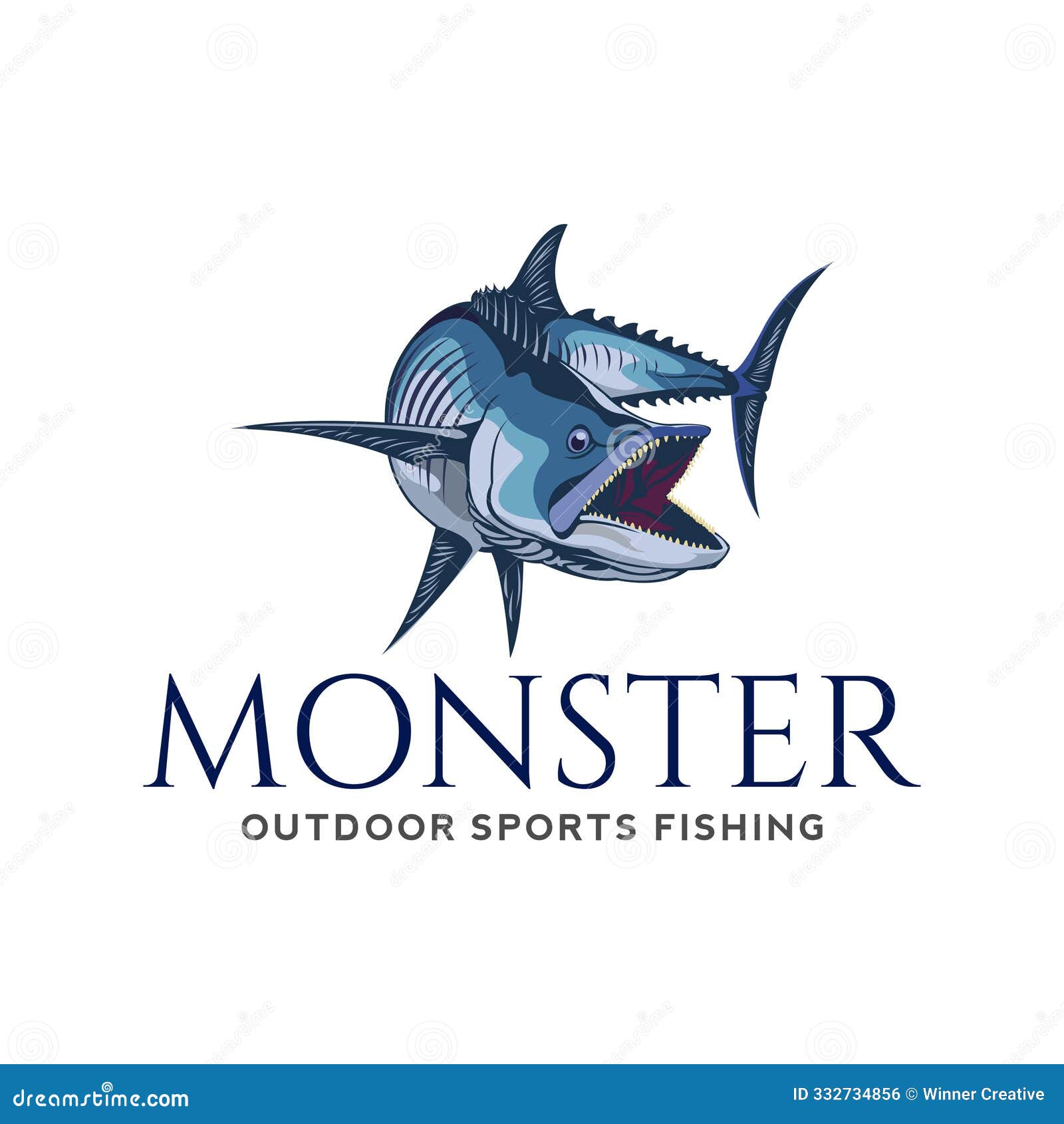 Monster Fish Logo Design. Fishing Logo Design Illustration Vector Stock ...