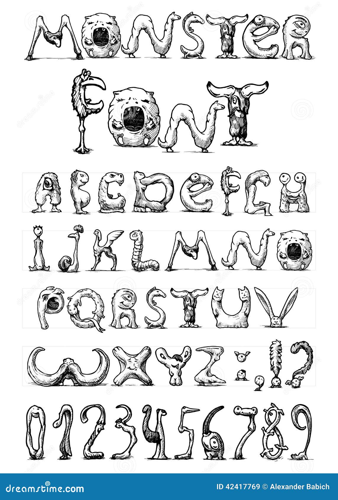 Monster font stock vector. Illustration of cartoon, logotype - 42417769