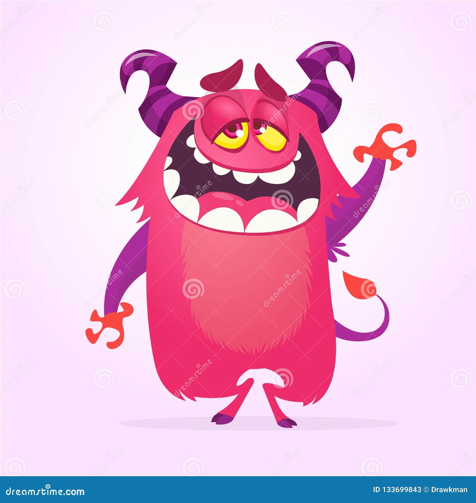 Funny Pink Monster Singing and Dancing Stock Vector - Illustration of ...