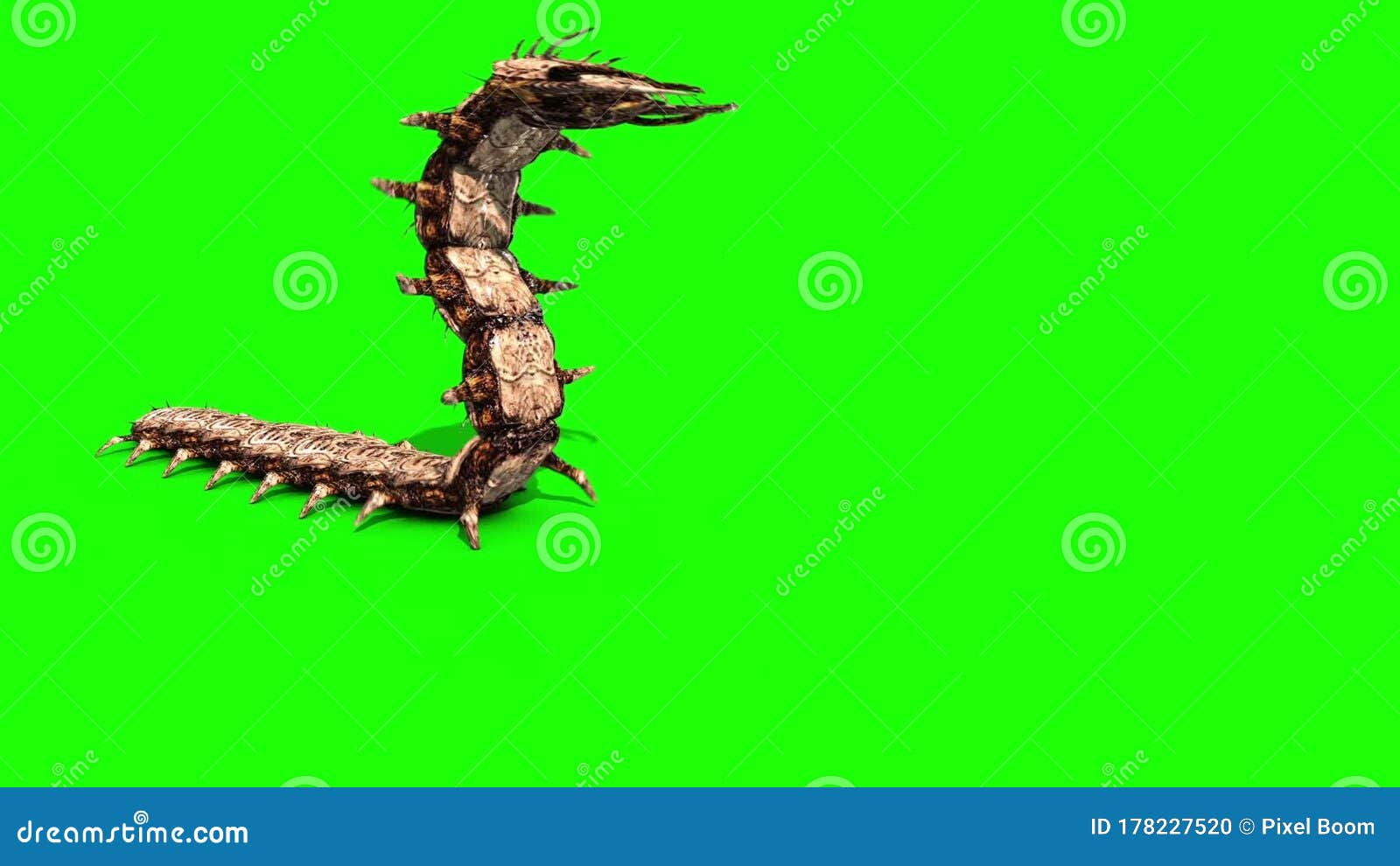 Monster Giant Centipede Attack Side Green Screen 3D Rendering Animation ...