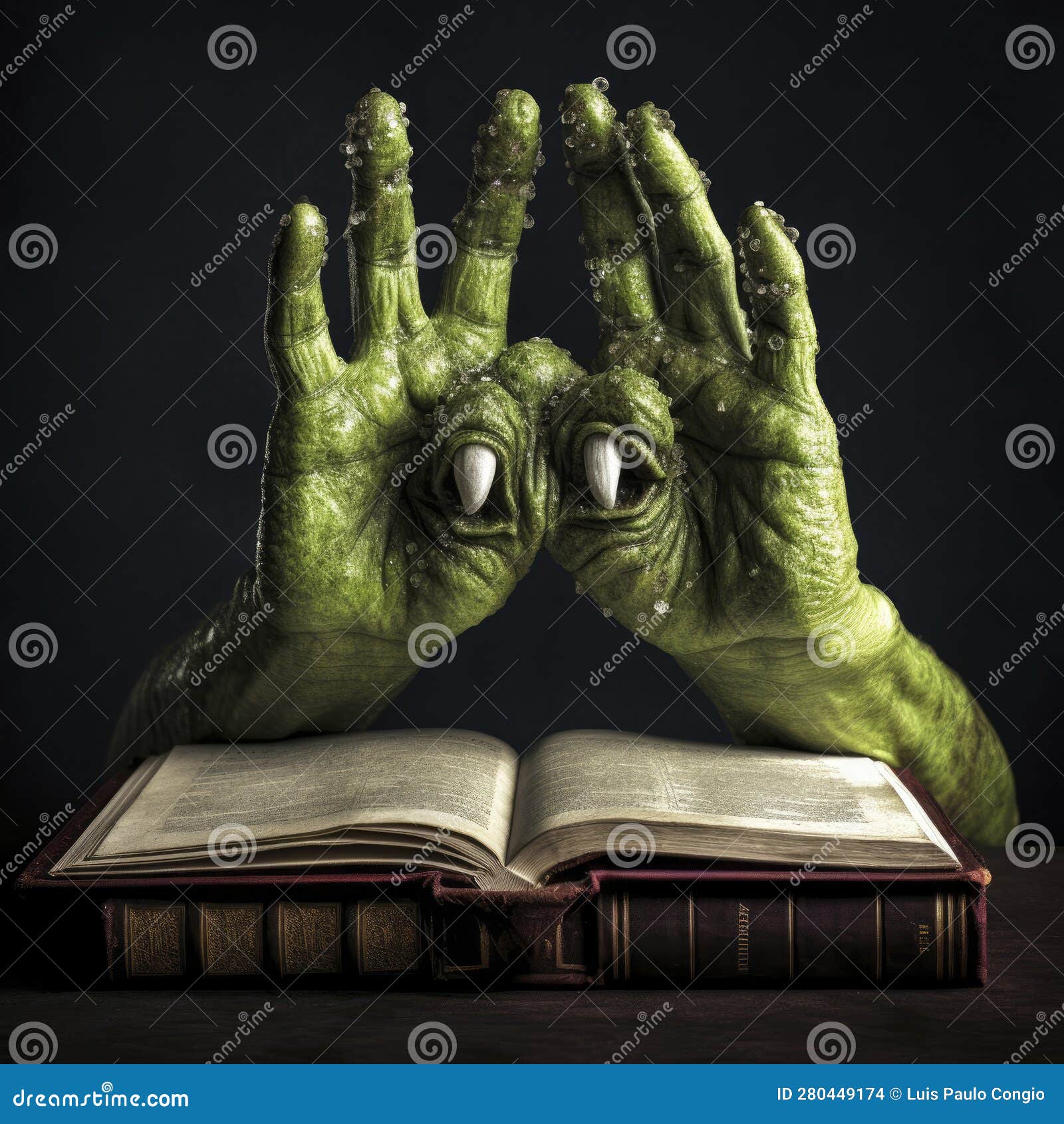 Monster Hand on Top of a Book Stock Photo - Illustration of sketch ...