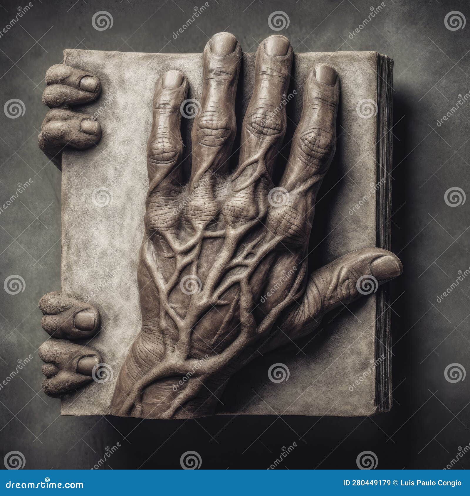 Monster Hand on Top of a Book Stock Image - Illustration of book, black ...