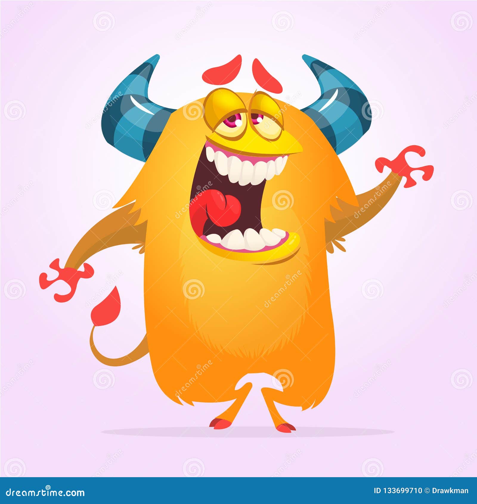 Happy Cute Cartoon Monster Singing or Talking Stock Vector ...