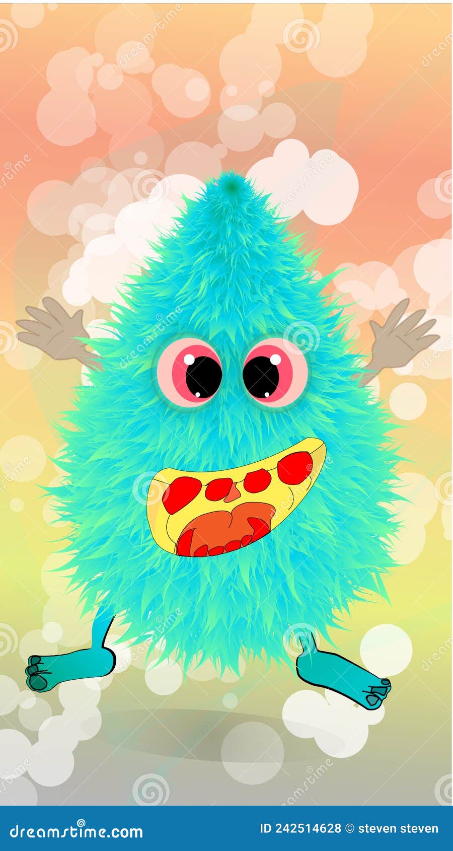 Monster Happy Cute Funny Roar Stock Illustration - Illustration of ...