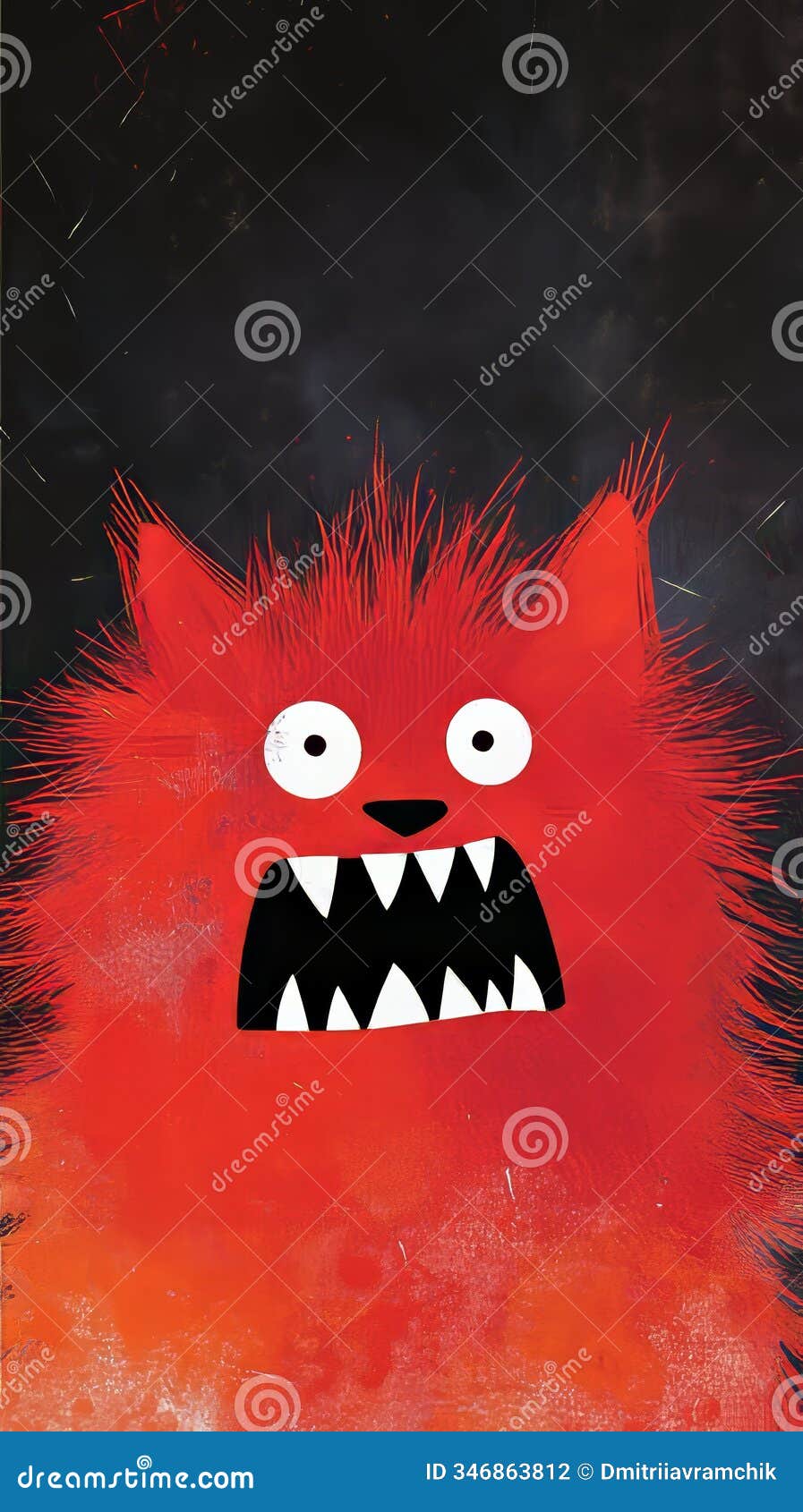 The Monster Has a Big Mouth and Sharp Teeth, and Its Background is Red ...