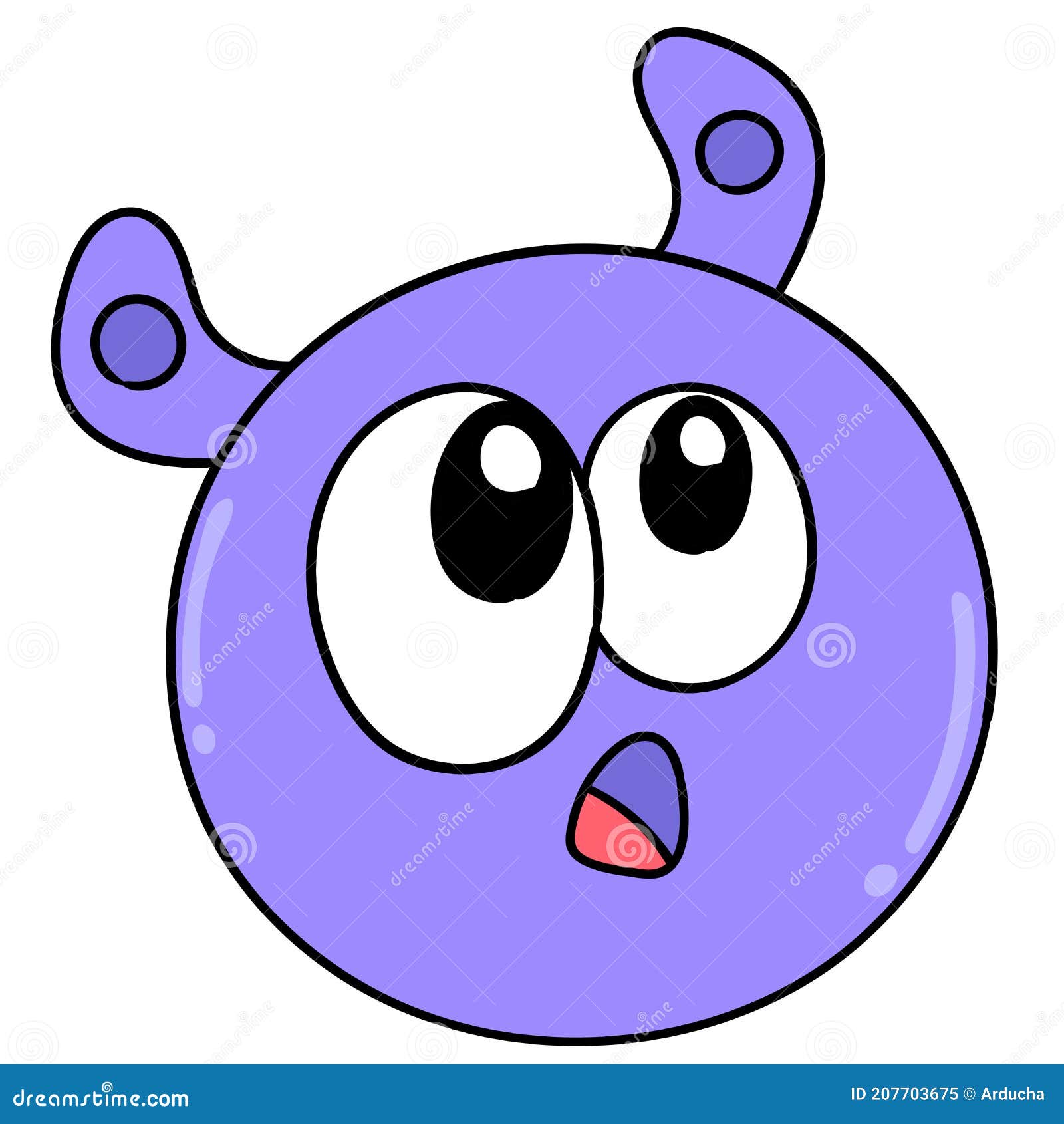 Monster Head Emoticon Glanced Up With A Gawk Expression, Doodle Icon ...