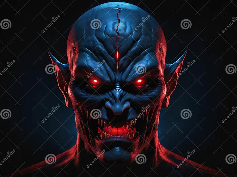 Monster Head with Red Eyes. Halloween Illustration Stock Illustration ... Monster Head with Red Eyes. Halloween Illustration Stock Illustration ...