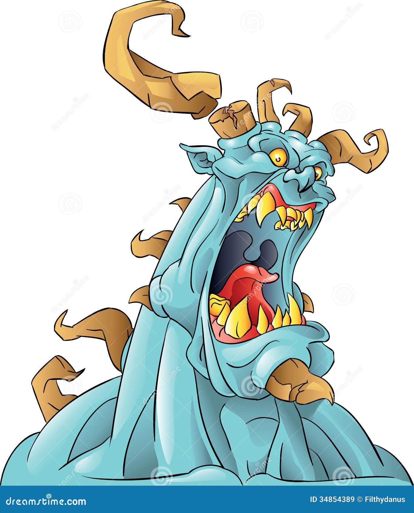 Monster with horns stock illustration. Illustration of evil - 34854389