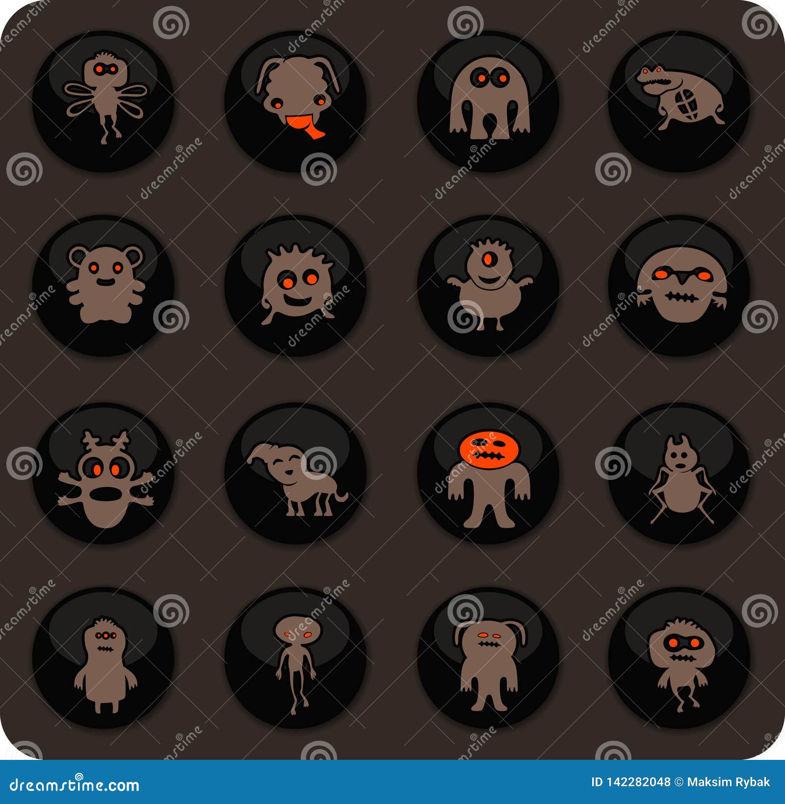 Monster icons set stock vector. Illustration of head - 142282048