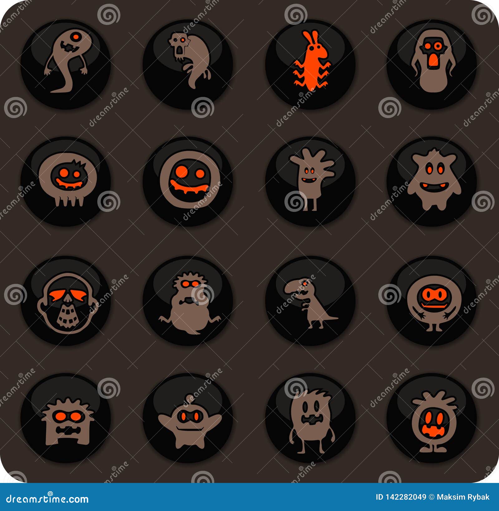 Monster icons set stock vector. Illustration of clip - 142282049