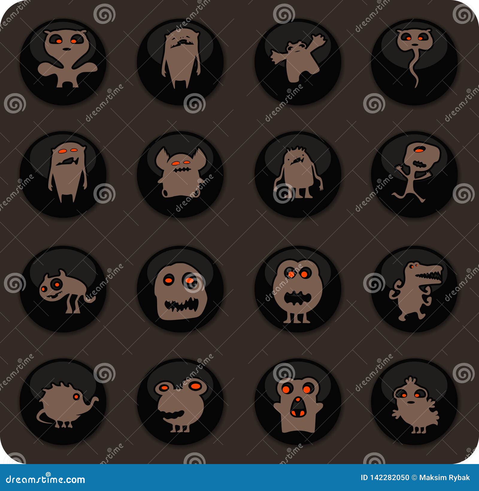 Monster icons set stock vector. Illustration of character - 142282050