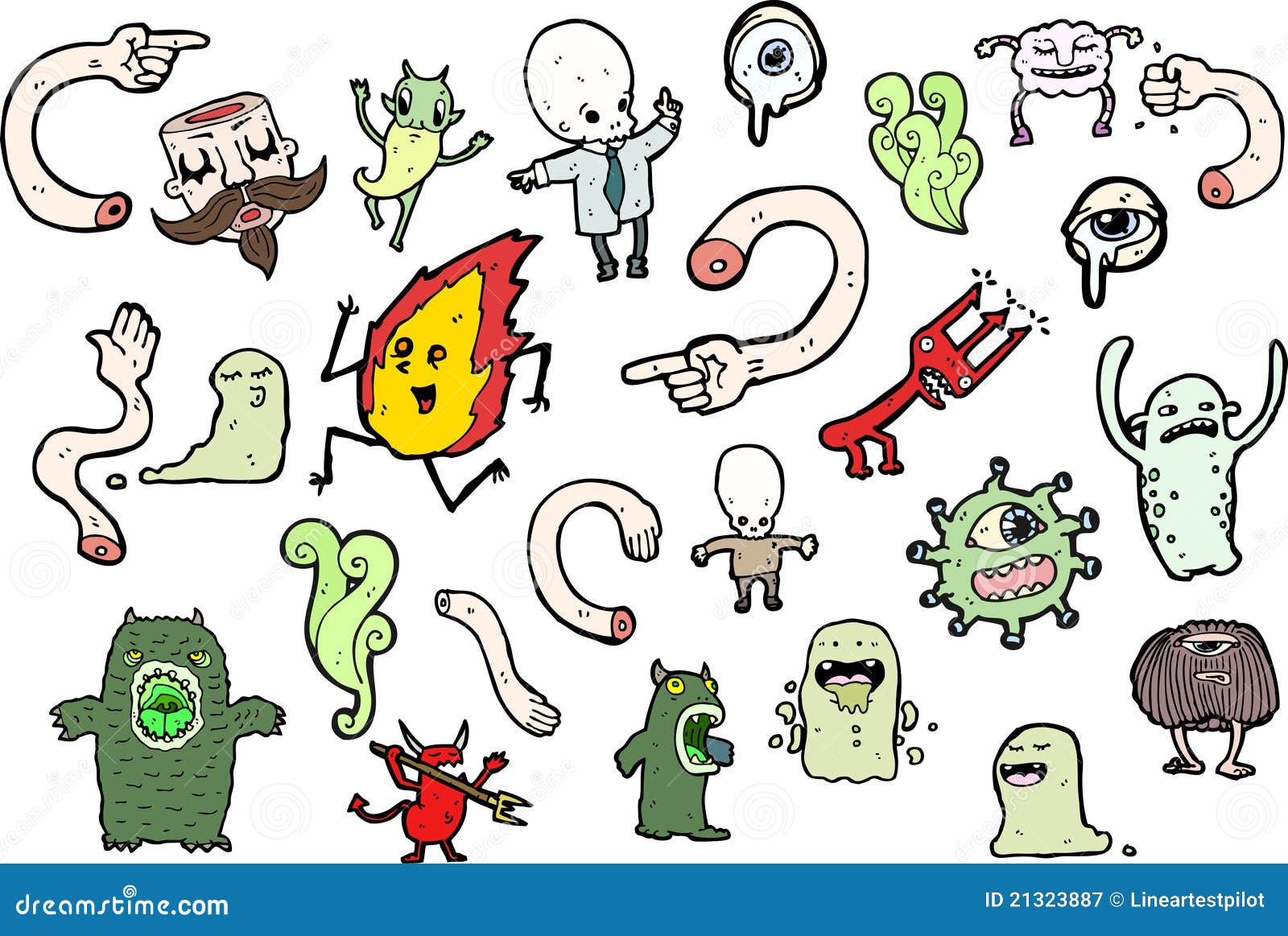 Monster illustration set stock vector. Illustration of fire - 21323887