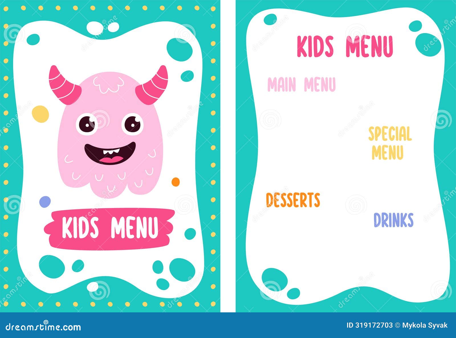 Monster Kids Menu Pattern stock vector. Illustration of halloween ...
