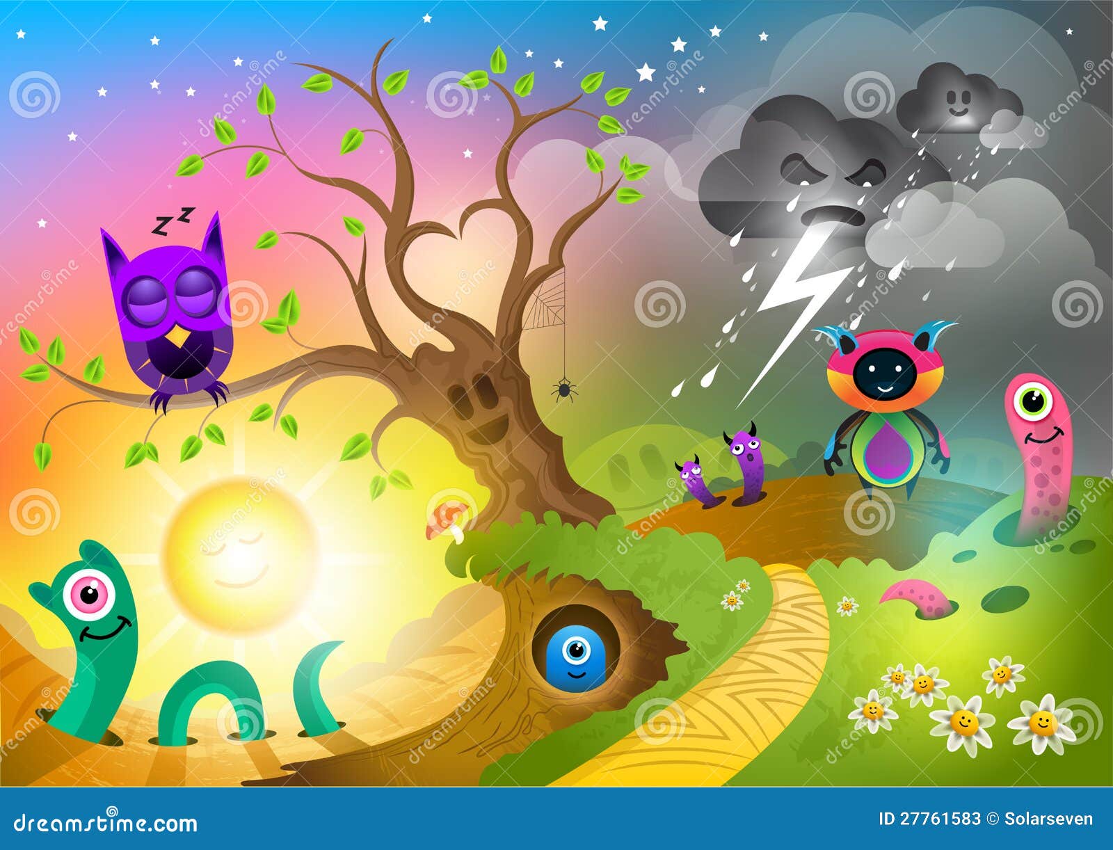 Monster Land stock vector. Illustration of face, landscape - 27761583