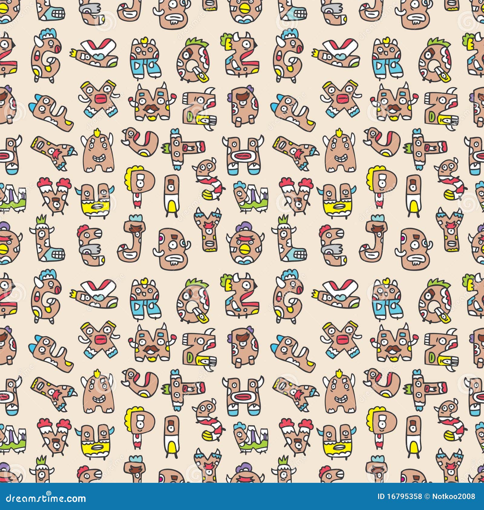 Monster Letters Word Zombies Print Design Vector Illustration ...