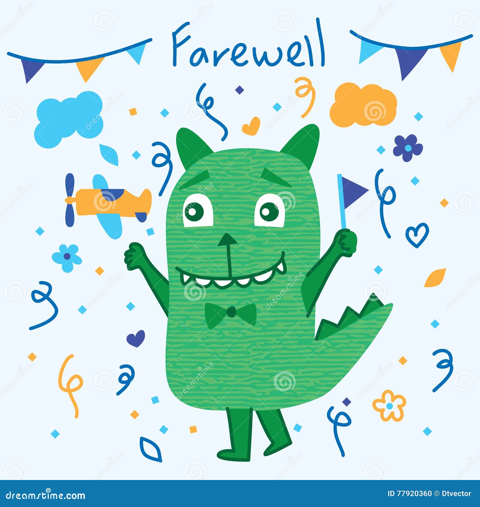 Monster leuk afscheid vector illustratie. Illustration of kinderen ...