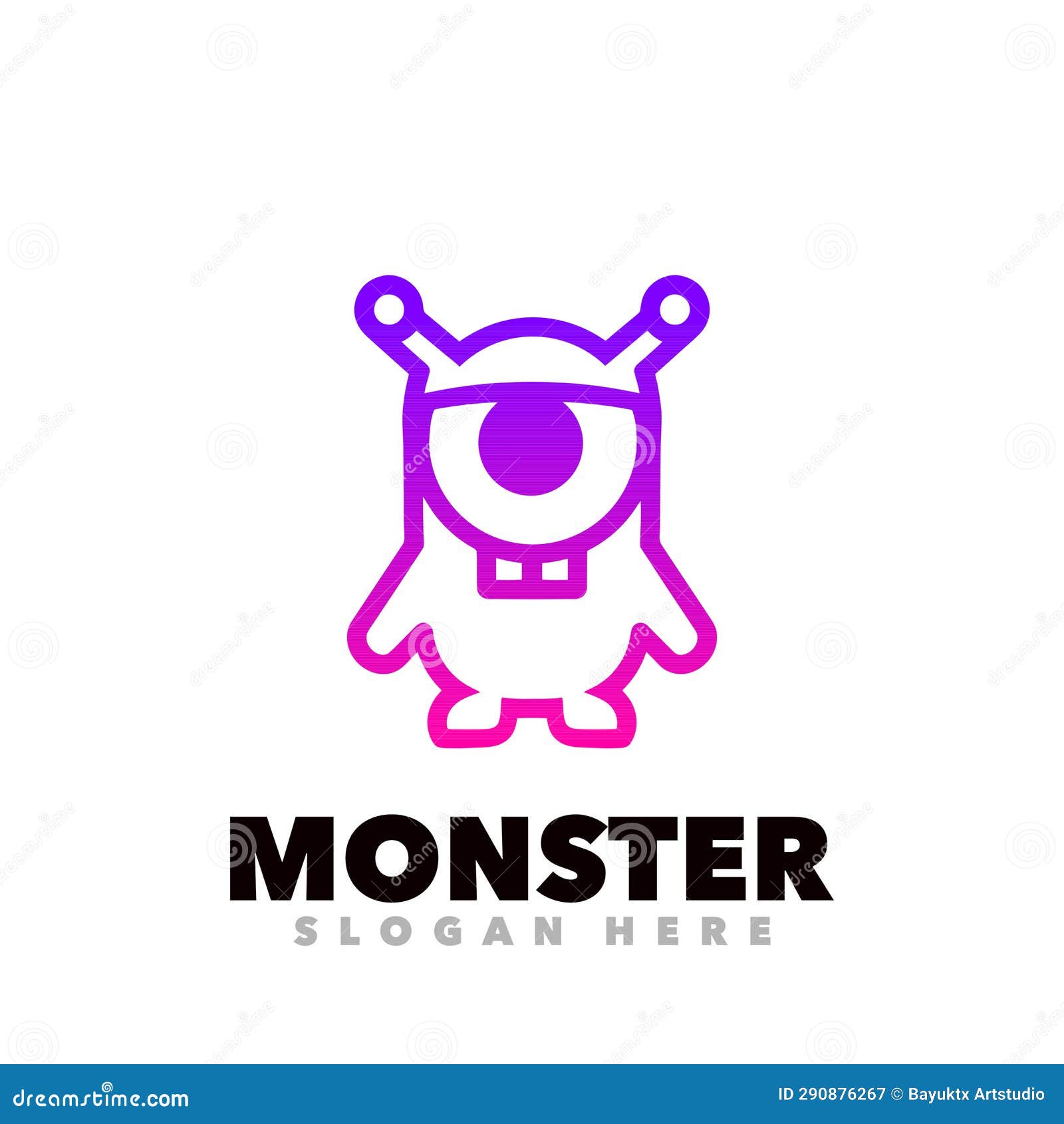 Monster Line Art Design Template Stock Vector - Illustration of ...