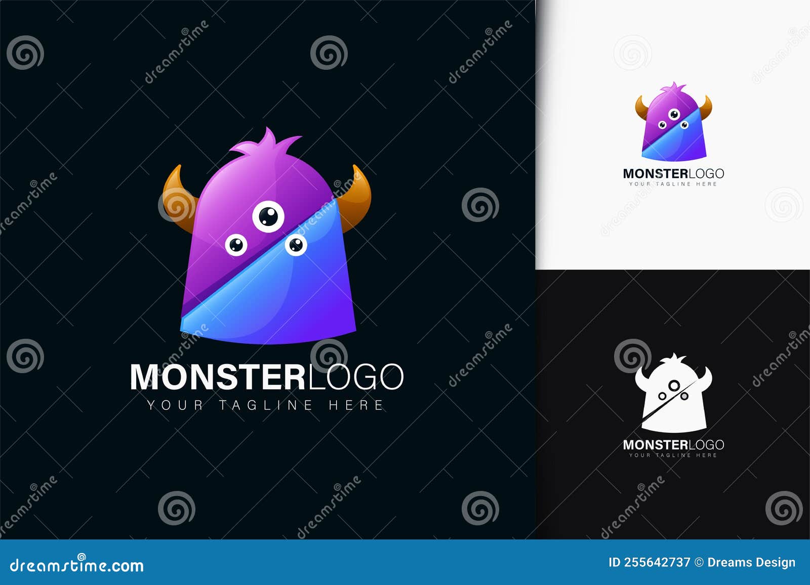 Monster Logo Design with Gradient Stock Vector - Illustration of ...