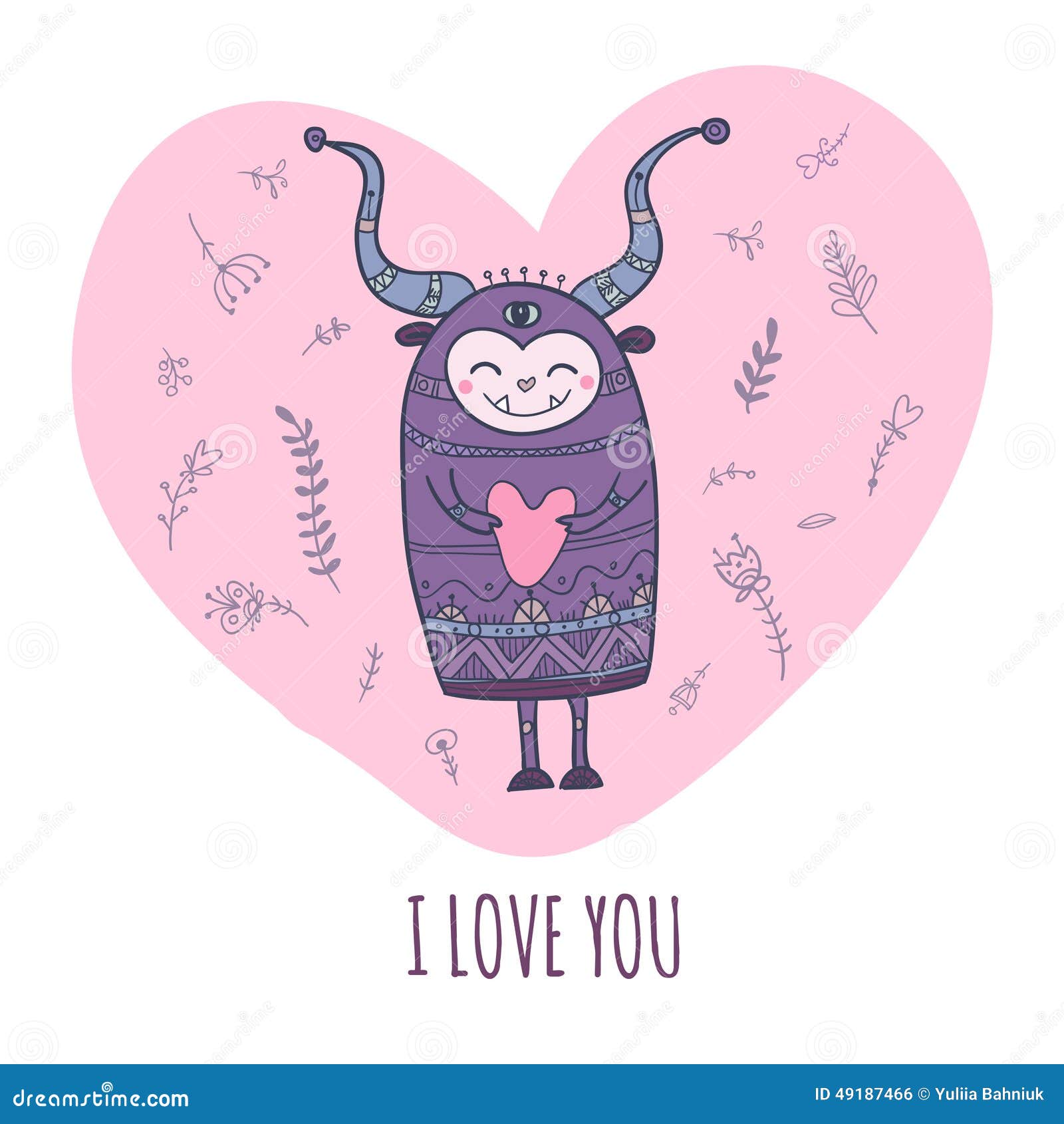 Monster in love with heart stock vector. Illustration of pink - 49187466