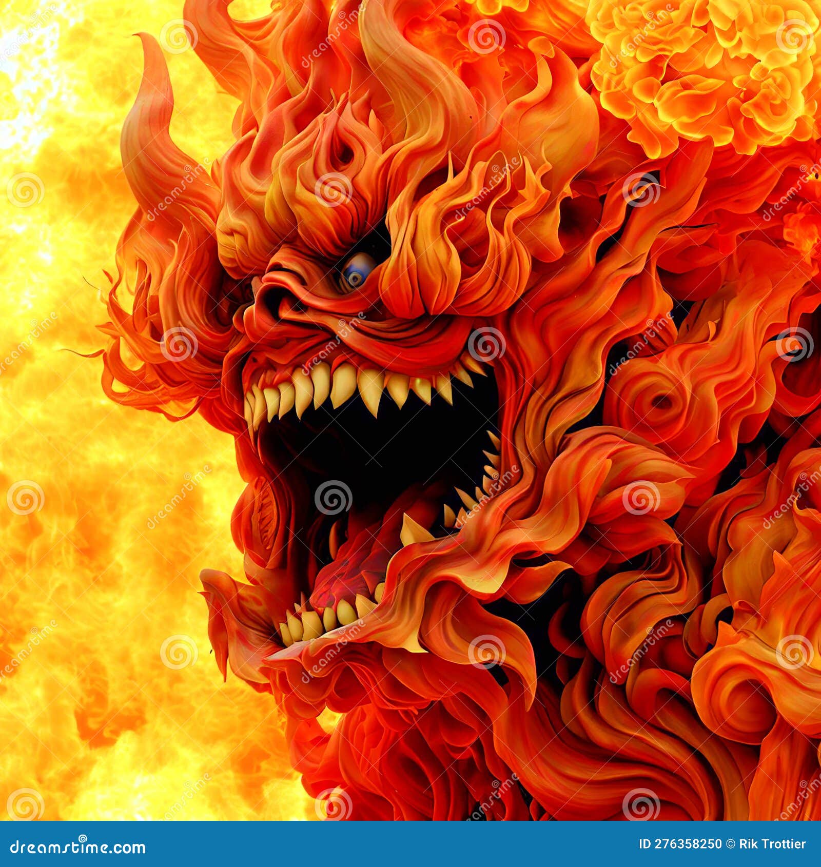 Monster Made of Fire Concept Stock Illustration - Illustration of glow ...