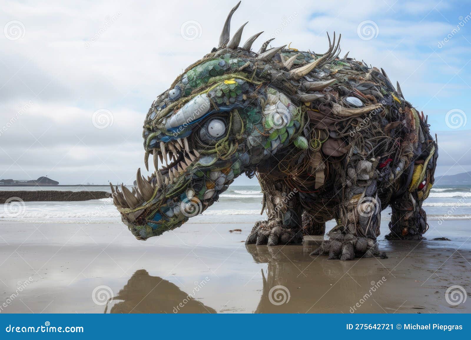 A Monster Made of Plastic Waste on the Ocean Beach Created with ...