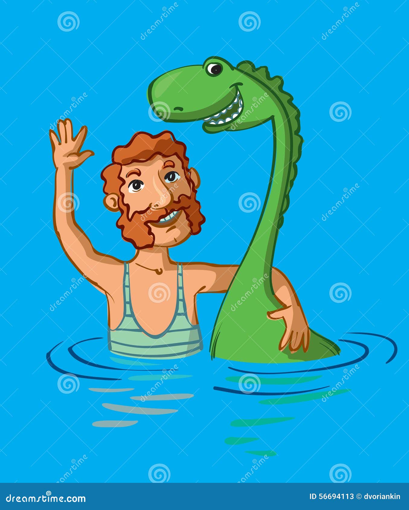 Monster and man stock vector. Illustration of swimming - 56694113