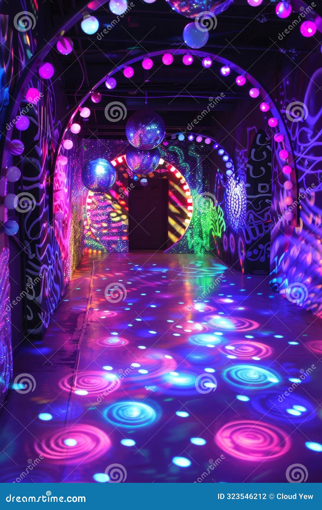 Monster Mash Dance Border with Funky Music and Disco Lights Stock ...
