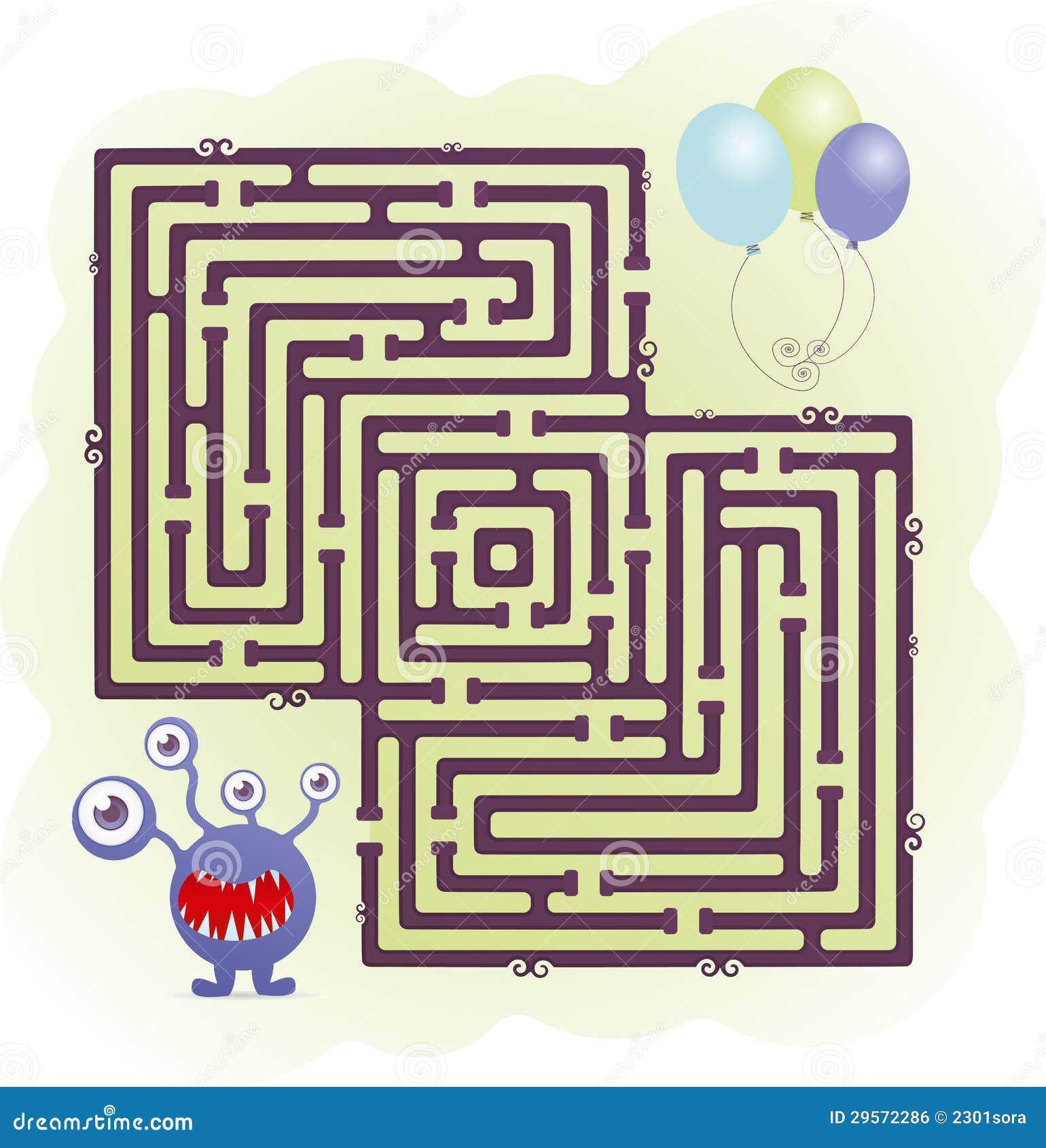 Monster maze stock vector. Illustration of choice, discovery - 29572286