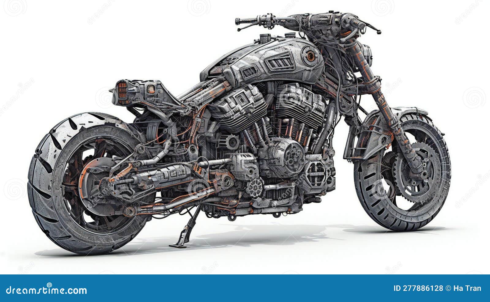 A Monster Motorcycle on a White Background with Shadow Stock ...