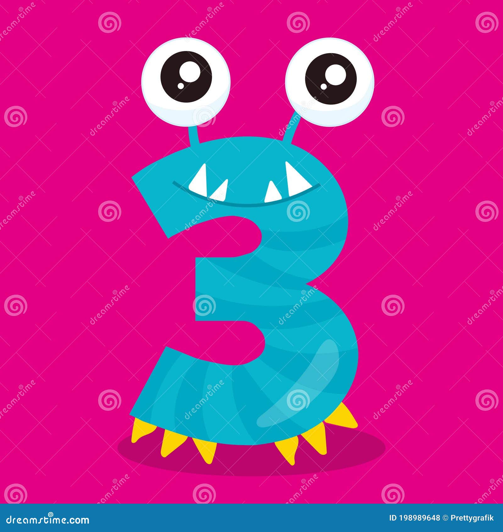 Monster Number 3 03 stock vector. Illustration of vector - 198989648