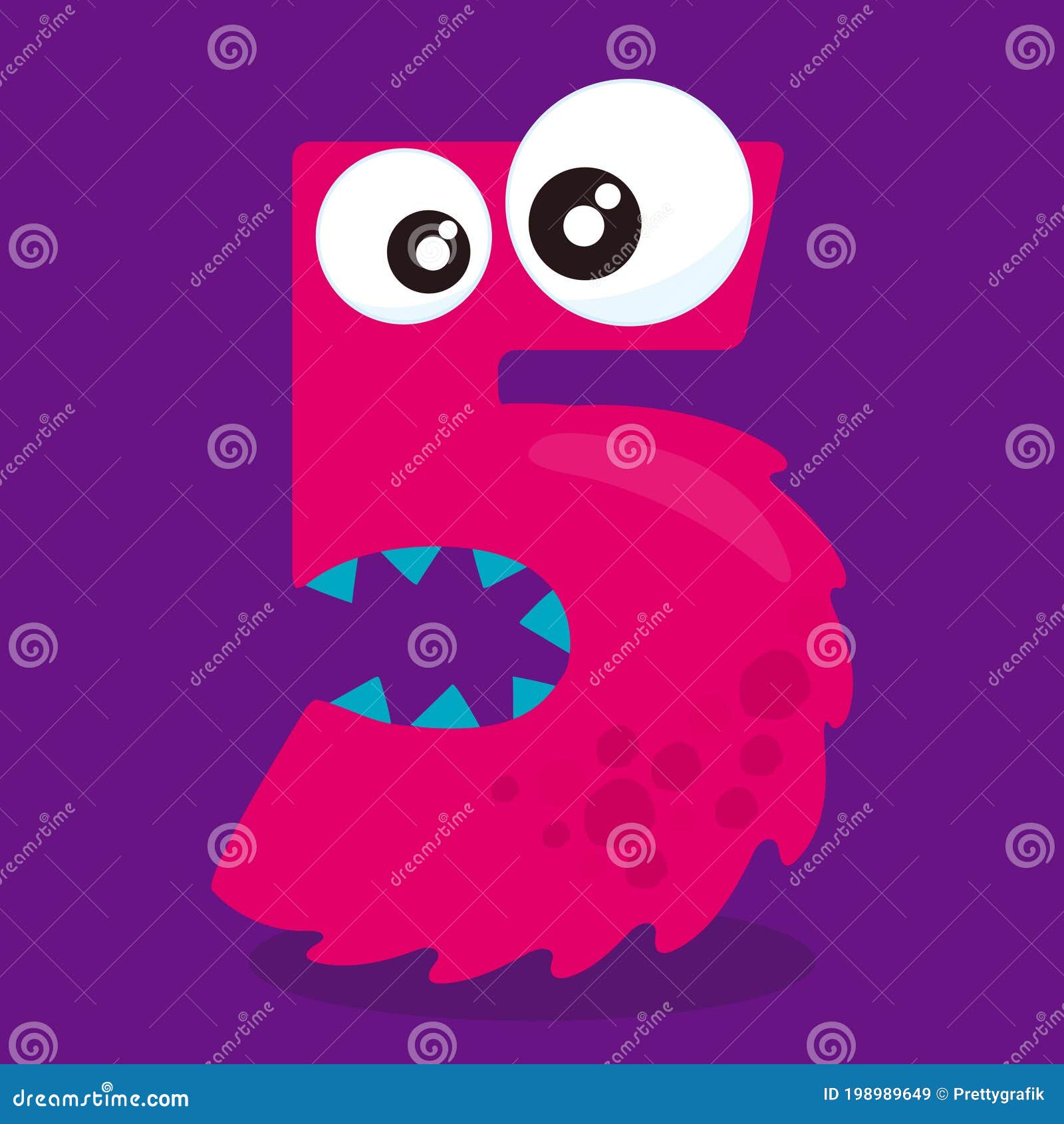 Monster Number 5 05 stock vector. Illustration of cartoon - 198989649