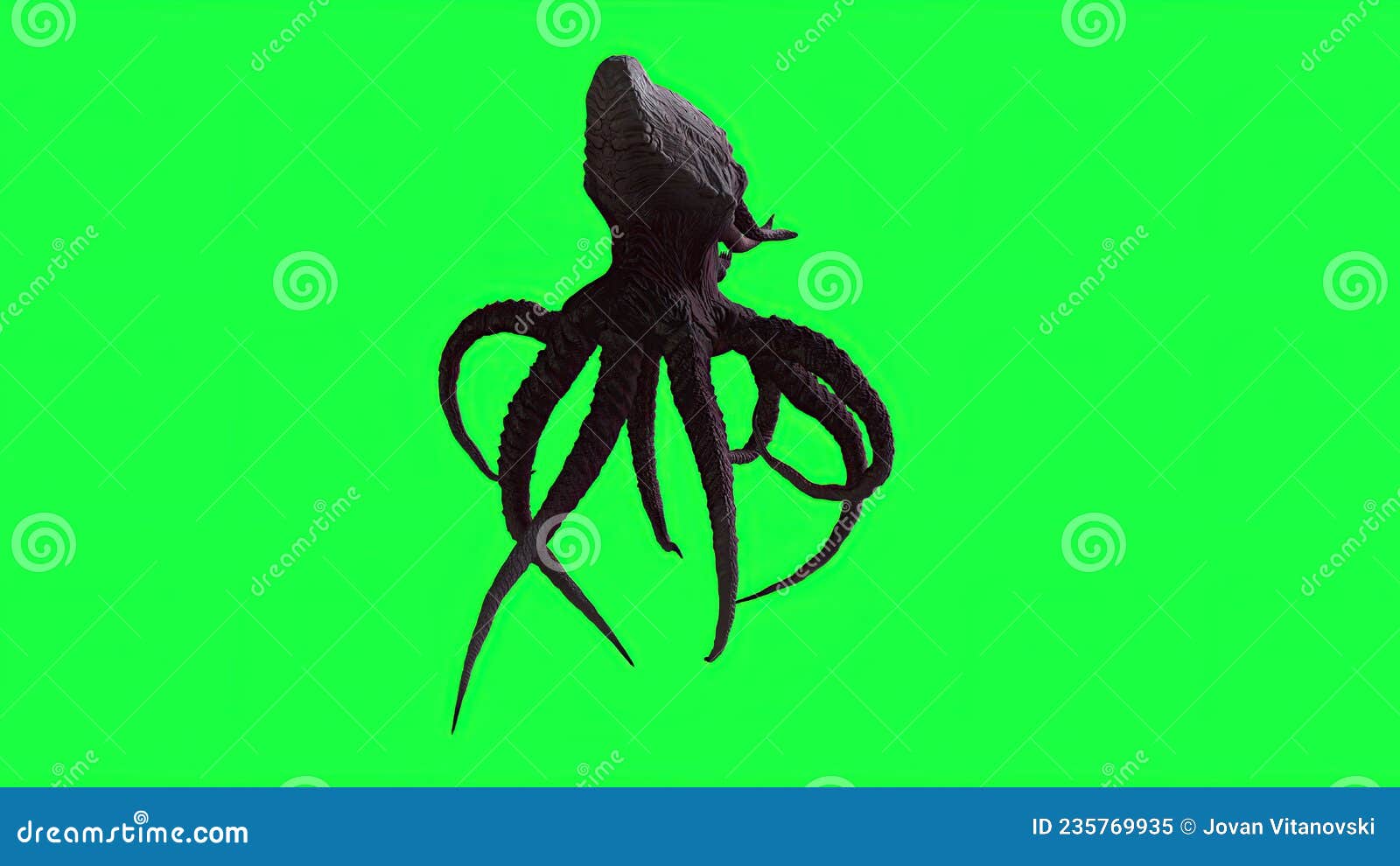 Monster Octopus on Green Screen Stock Illustration - Illustration of ...