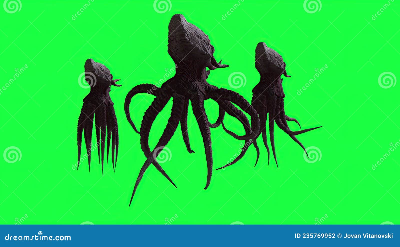 Monster Octopus On Green Screen Royalty-Free Illustration ...