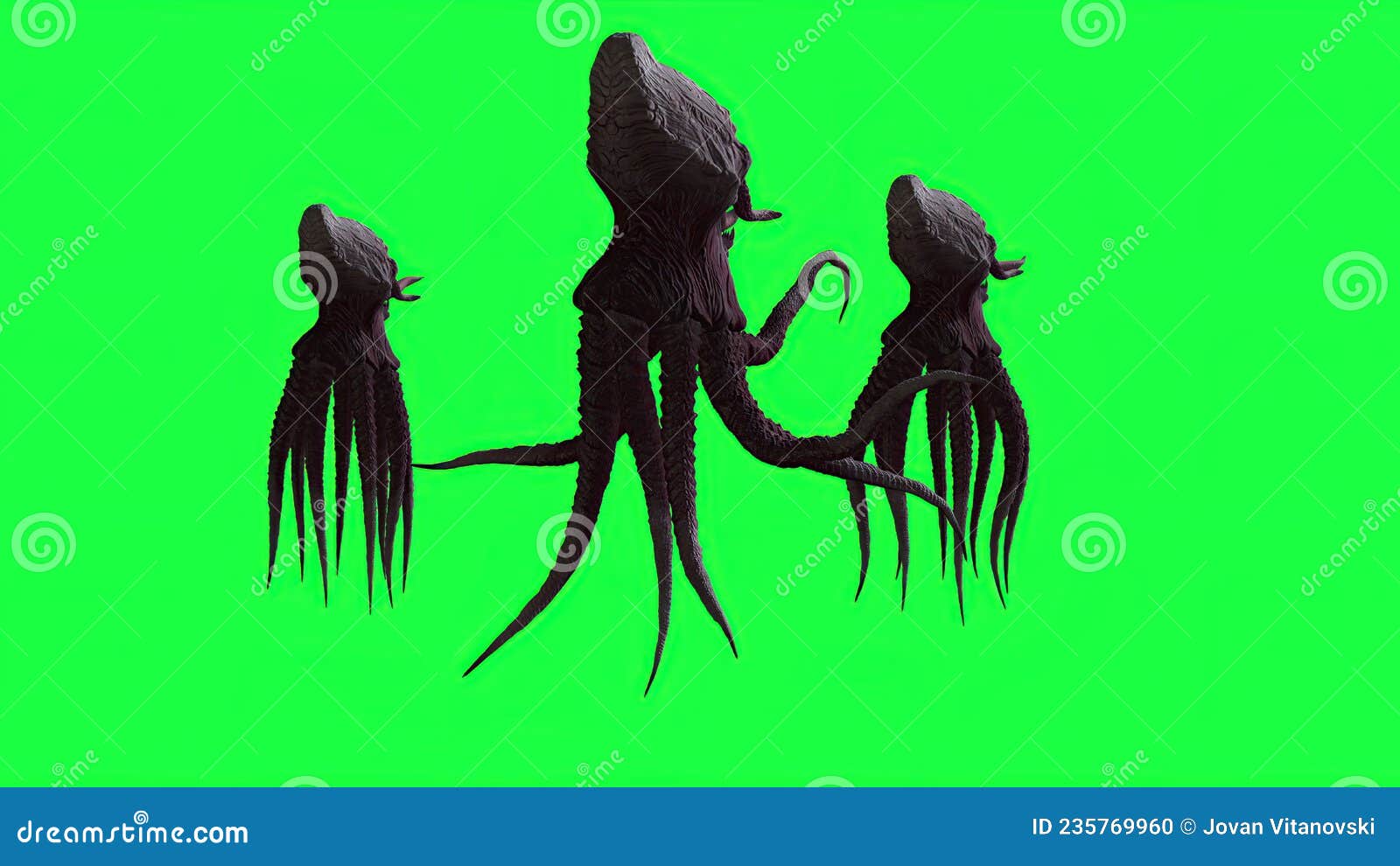 Monster Octopus On Green Screen Royalty-Free Cartoon | CartoonDealer ...
