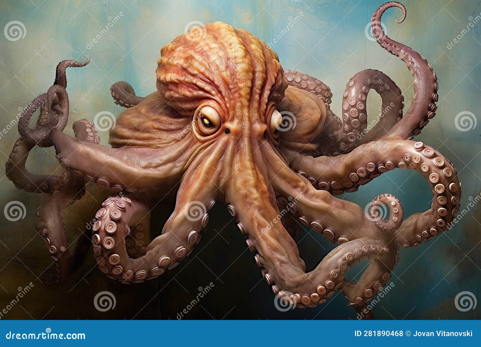 Monster Octopuse Swim in the Sea Generative AI Stock Illustration ...