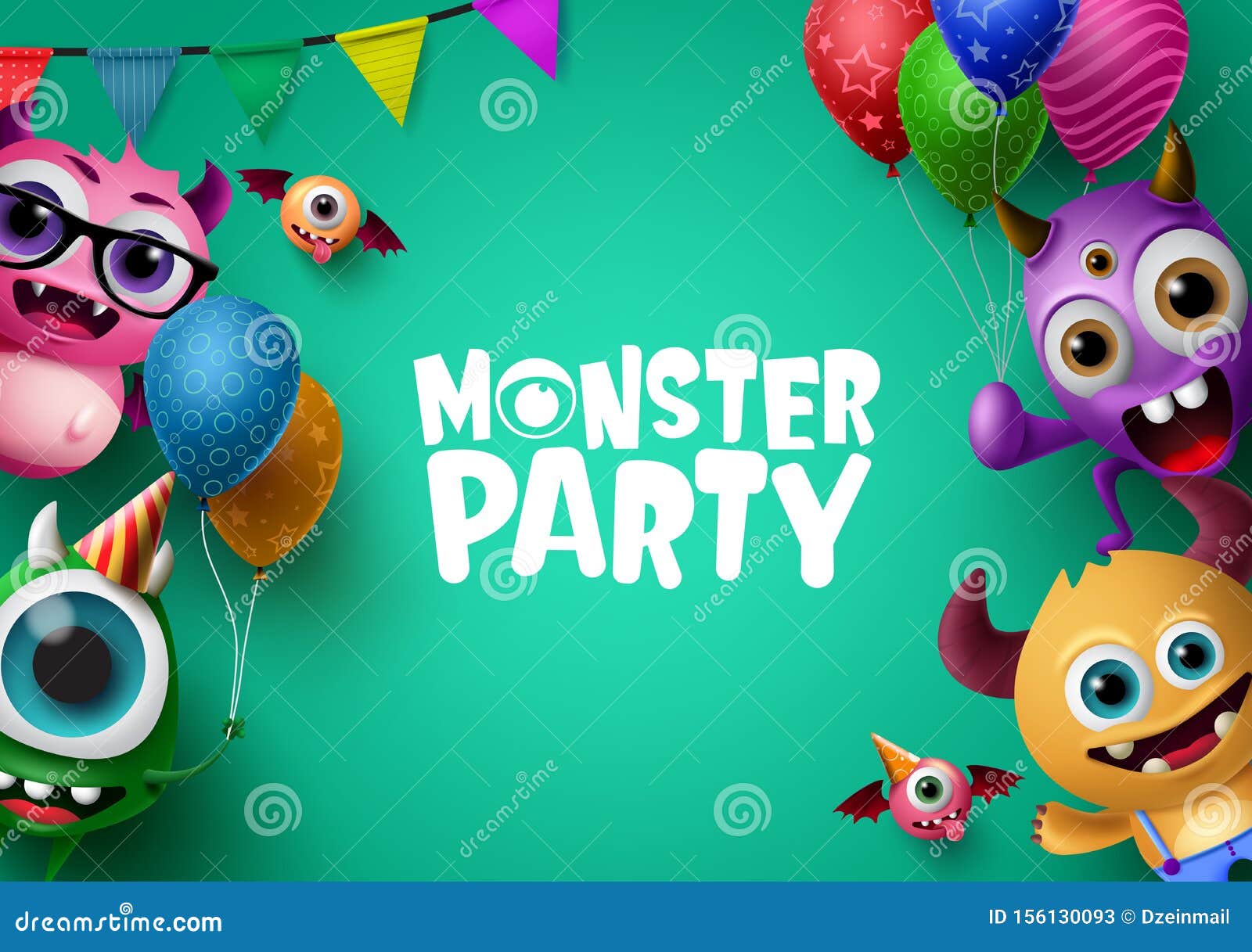 Monster Party. Color Invitation Children Flyer For Halloween Evening ...