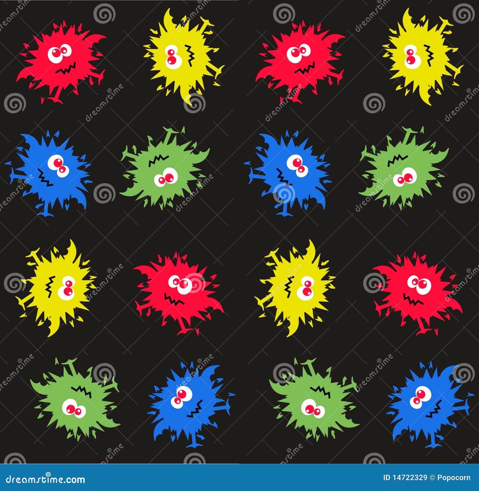 Monster Pattern Cartoon Vector | CartoonDealer.com #14722329