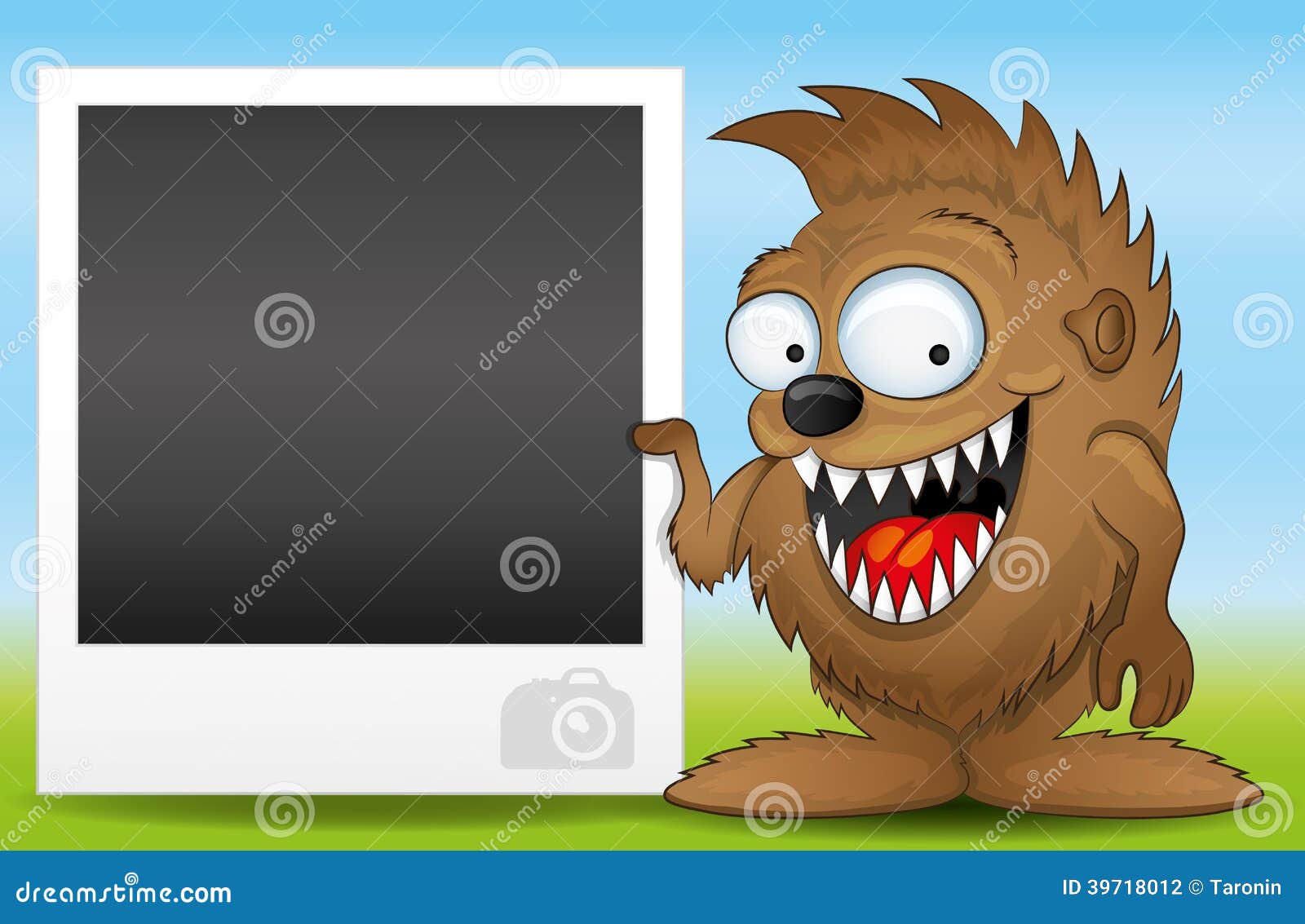 Monster and photo frame. stock vector. Illustration of design - 39718012