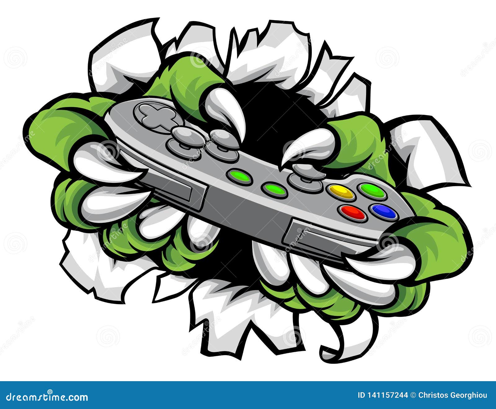 Monster Gamer Claws Holding Games Controller Cartoon Vector ...