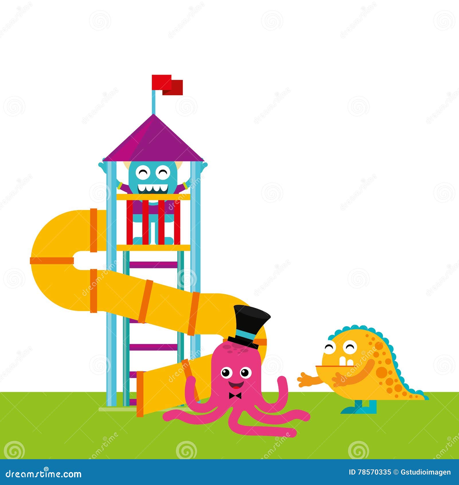 Monster Playing in Playground Stock Illustration - Illustration of ...