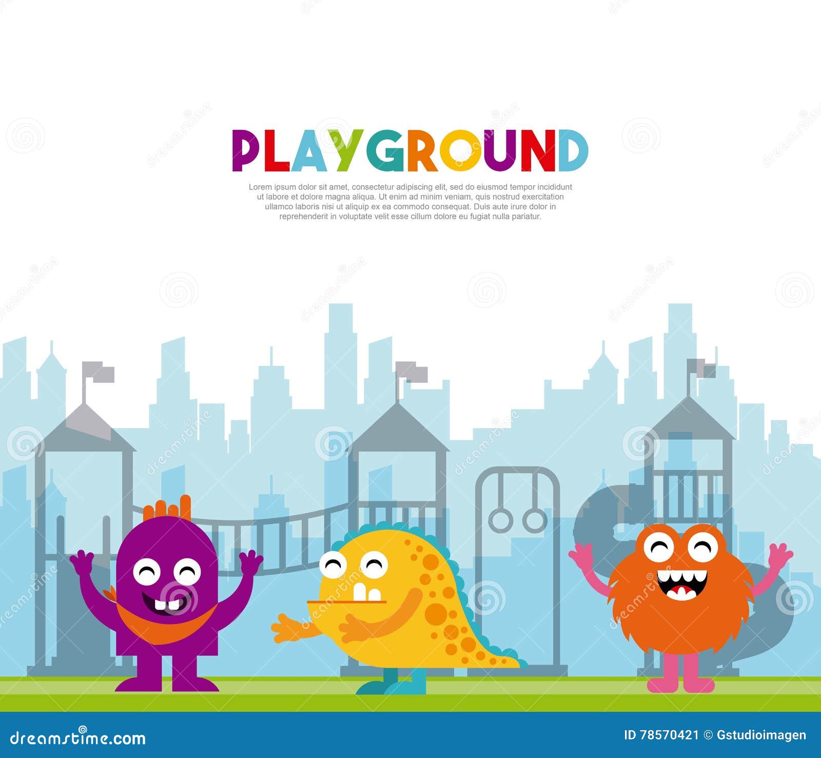 Monster Playing in Playground Stock Illustration - Illustration of ...