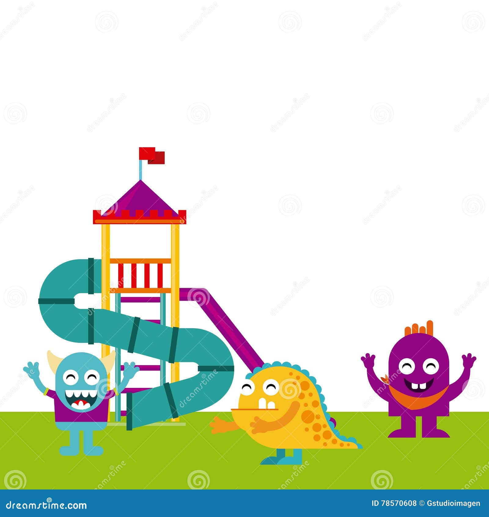 Monster Playing in Playground Stock Illustration - Illustration of ...