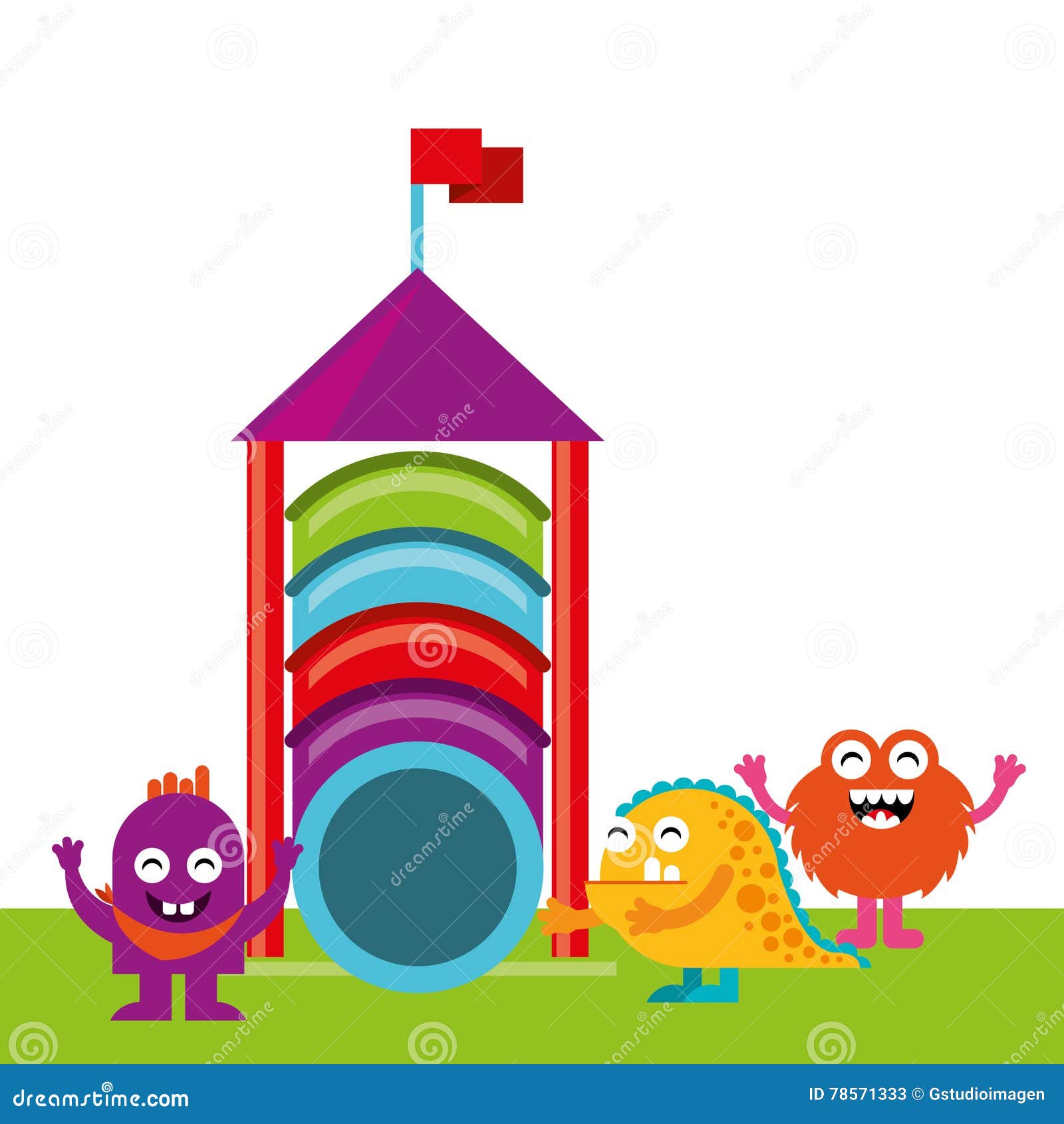 Monster Playing in Playground Stock Illustration - Illustration of ...