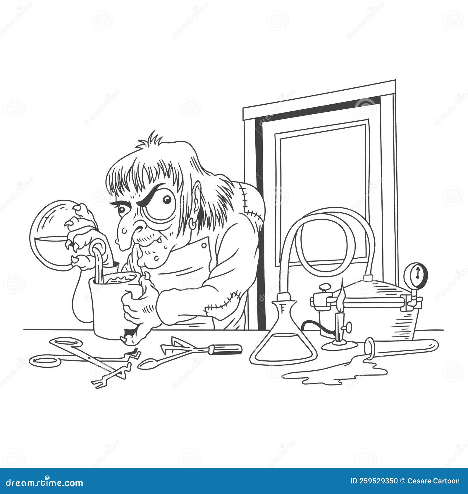 Monster professor stock vector. Illustration of funny - 259529350