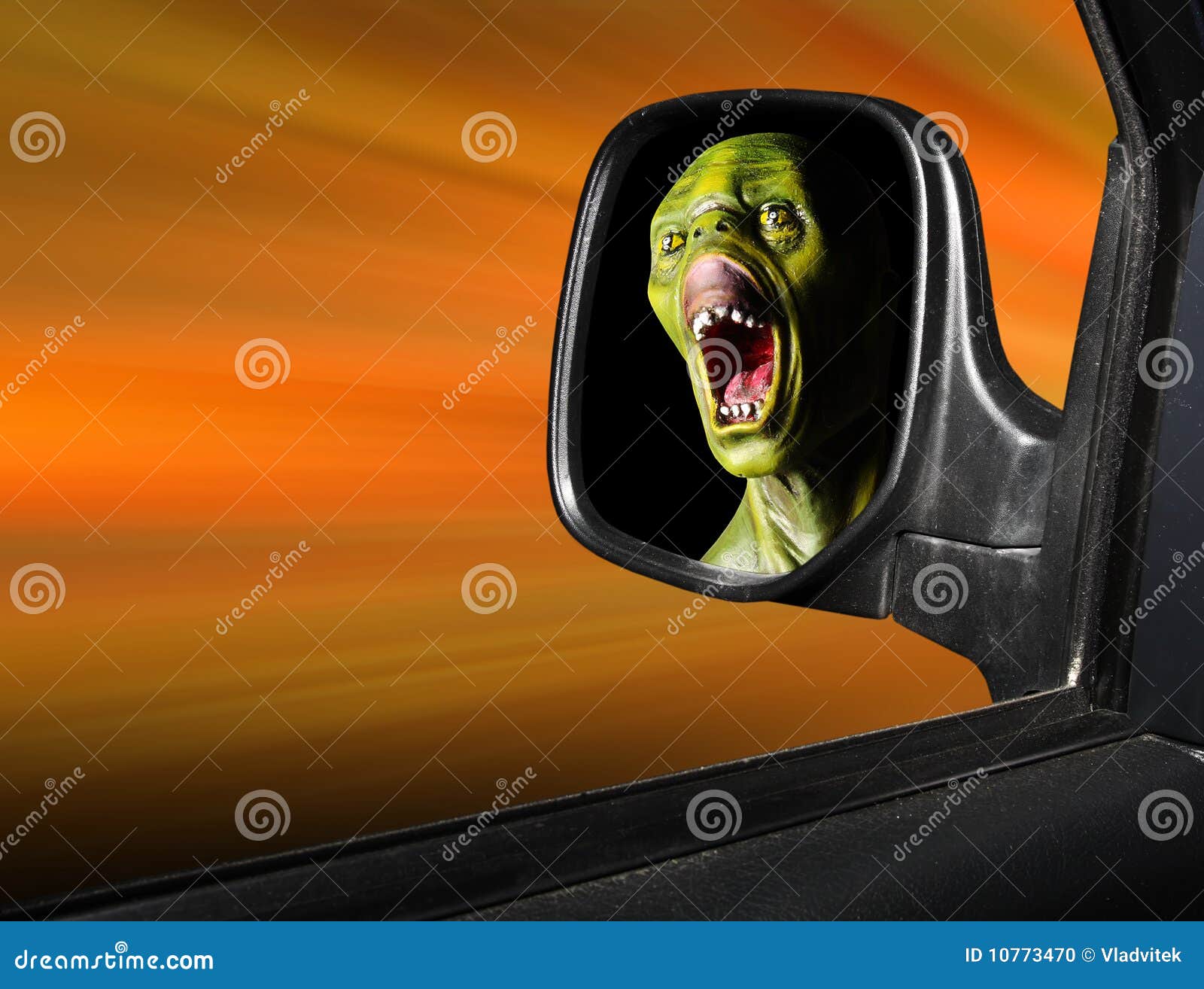 Monster in Rear View Mirror Stock Illustration - Illustration of ...
